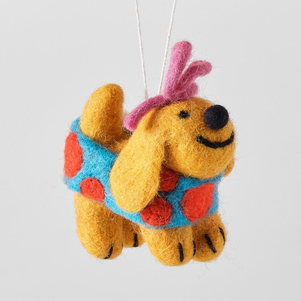 Fifi Wrapped Dog with Pink Bow - Wrap Felt Decoration – Nook